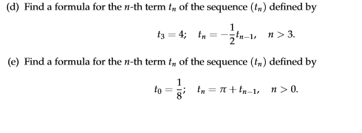 Solved (d) Find a formula for the n-th term t_n of the | Chegg.com