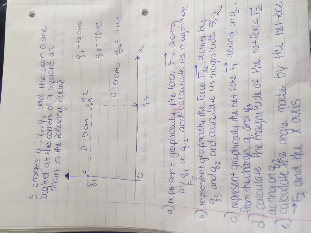 Solved Q1, Q2, Q3 and the orgina 0 are located at the | Chegg.com