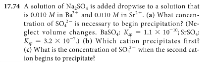 Solved 17.74 A solution of Na,SO, is added dropwise to a | Chegg.com
