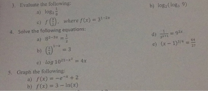 Solved Evaluate the following: log_2 1/8 log_2(log_3 9) | Chegg.com