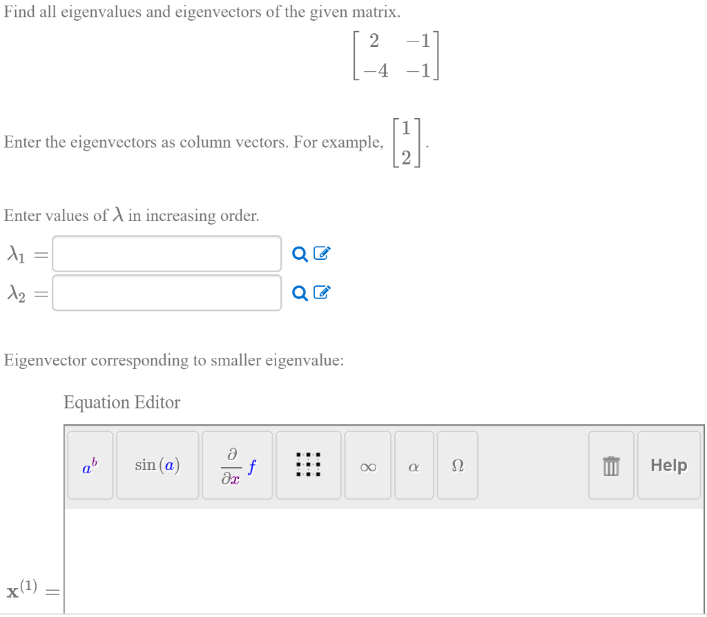 Solved Find all eigenvalues and eigenvectors of the given | Chegg.com