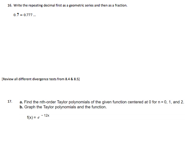 Solved Write the repeating decimal first as a geometric | Chegg.com