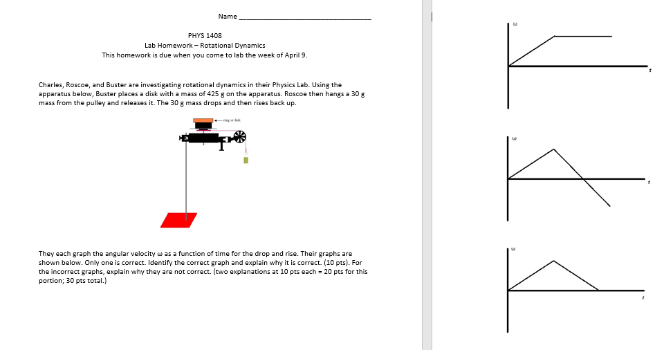 Solved Name PHYS 1408 Lab Homework-Rotational Dynamics This | Chegg.com