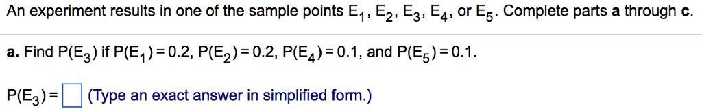 Solved An experiment results in one of the sample points | Chegg.com