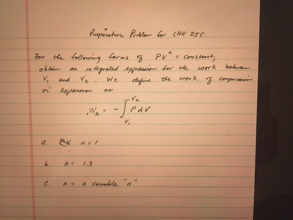 Solved For the following forms of PV = constant: obtain an | Chegg.com