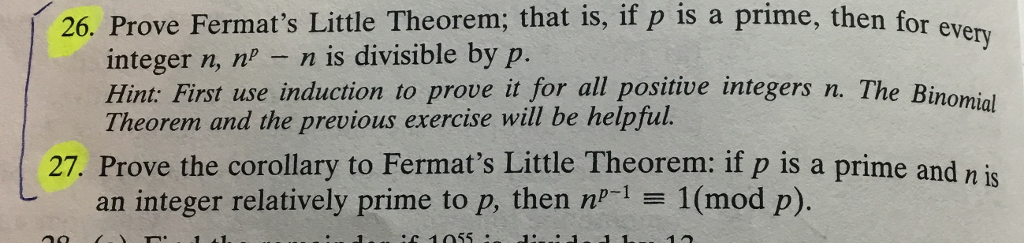 Solved 26. Prove Fermat's Little Theorem; that is, if p is a | Chegg.com