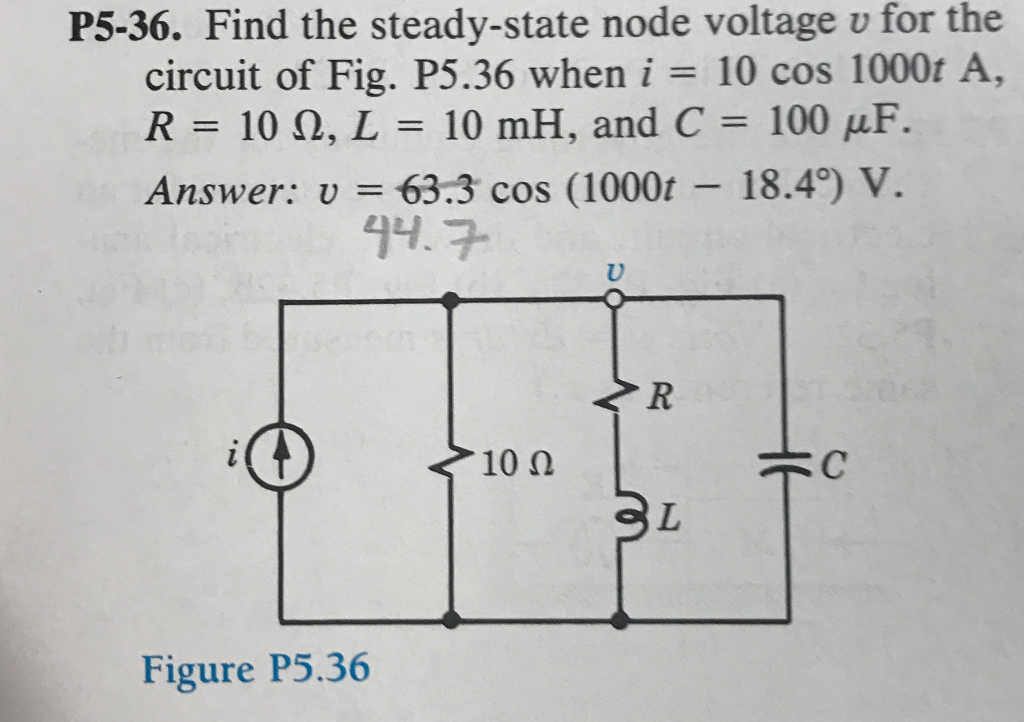 Solved Find the steady-state node voltage v for the circuit | Chegg.com
