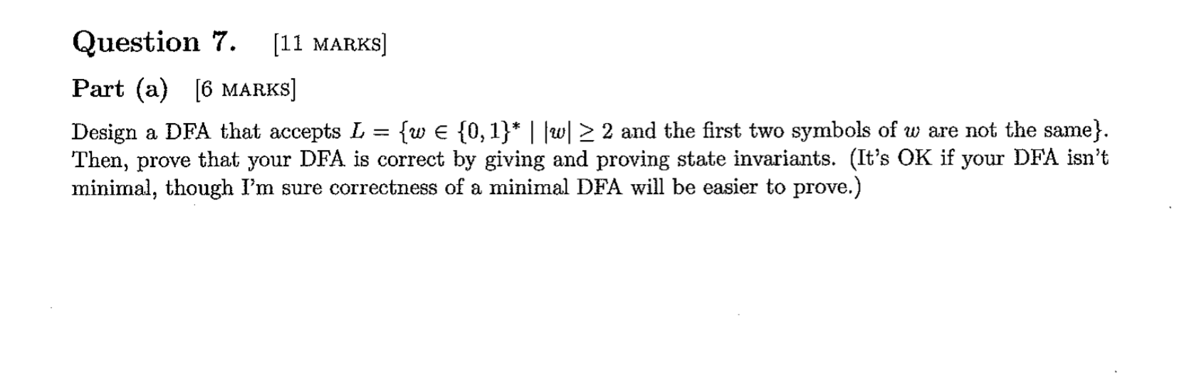 Solved Design a DFA that accepts the language: | Chegg.com