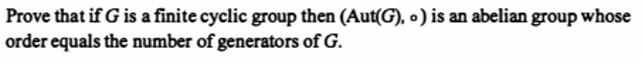 Solved Prove that if G is a finite cyclic group then | Chegg.com