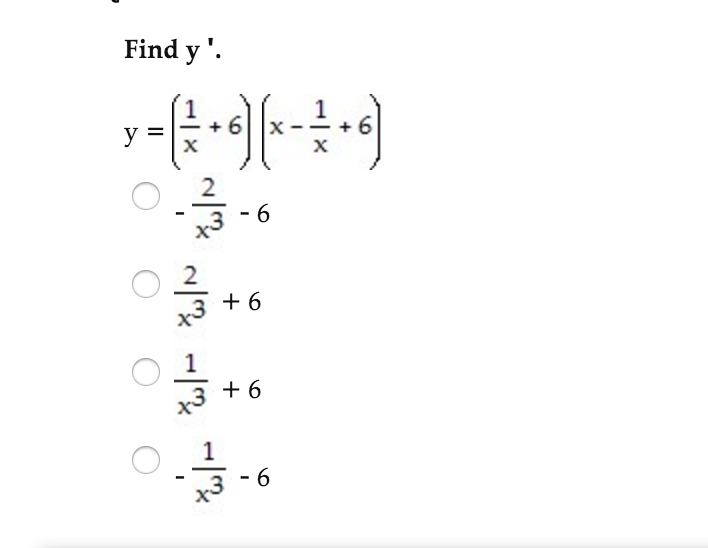 Solved Find Y Y 1 x 6 x 1 x 6 2 x 3 6 2 x 3 6 Chegg