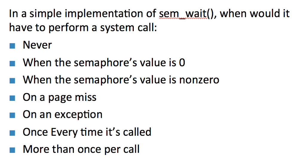Solved In a simple implementation of sem wait(), when would | Chegg.com