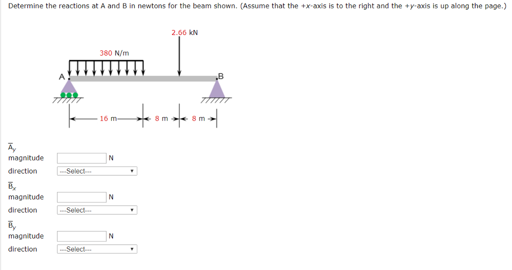 Solved Determine the reactions at A and B in newtons for the | Chegg.com