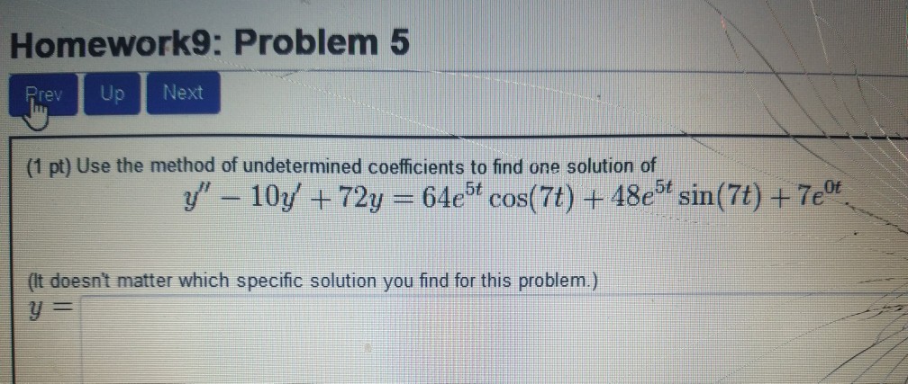 Solved Homework9: Problem 5 rev Up Next (1 pt) Use the | Chegg.com