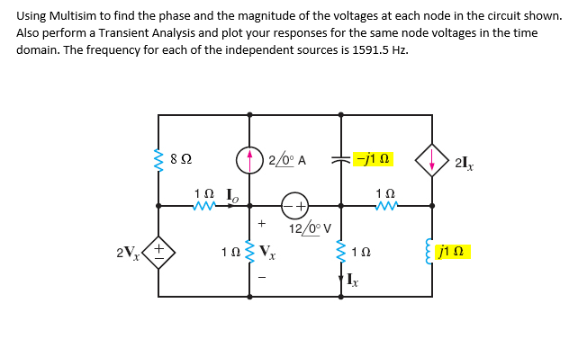 Solved Using Multisim to find the phase and the magnitude of | Chegg.com