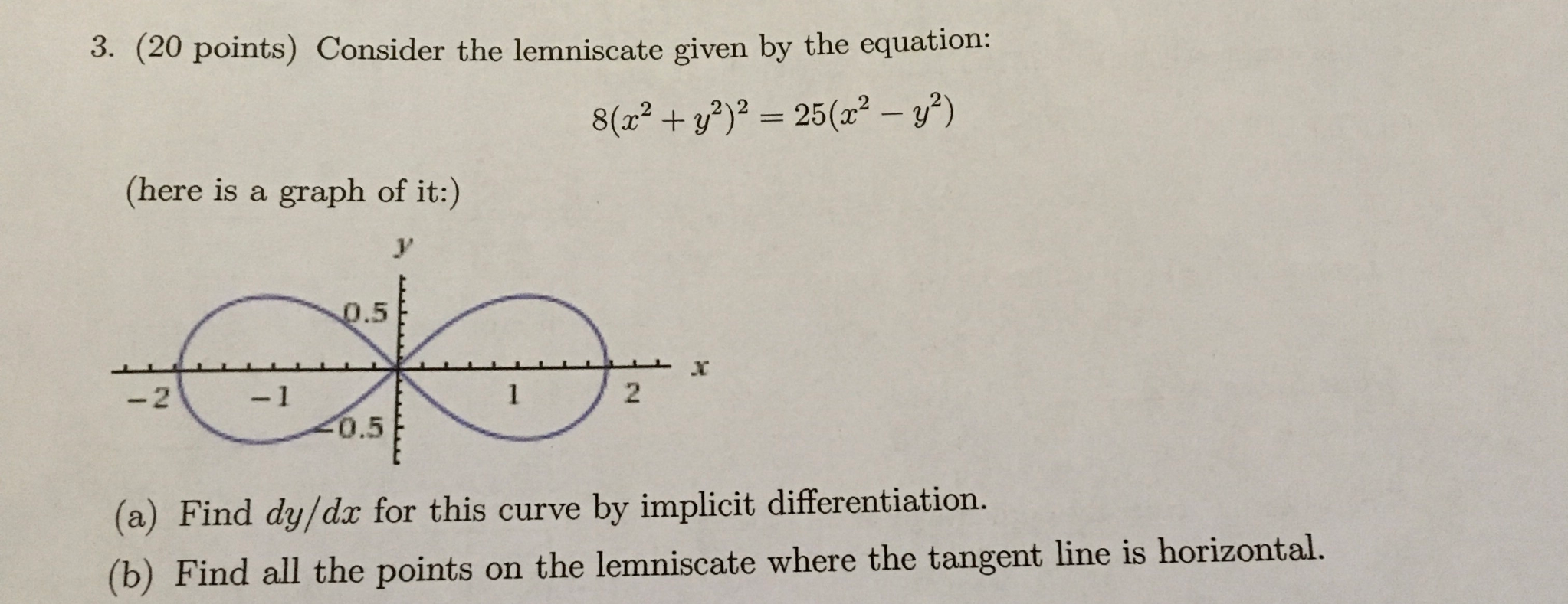 Solved Consider the lemniscate given by the equation: 8(x^2 | Chegg.com