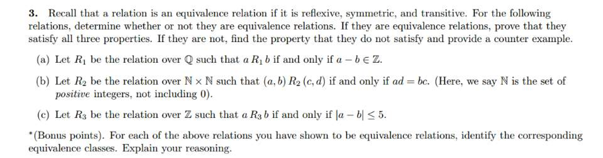 Solved Recall that a relation is an equivalence relation if | Chegg.com