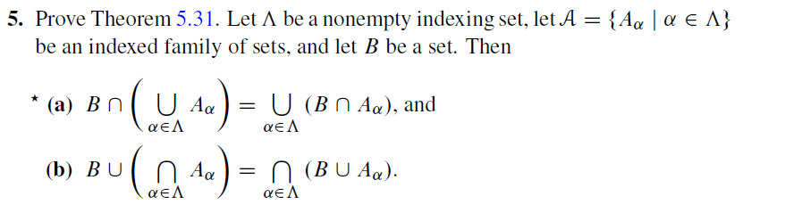 5. Prove Theorem 5.31. Let A be a nonempty indexing | Chegg.com