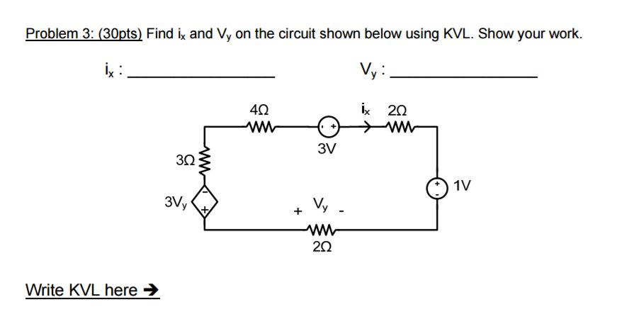 Solved Find i_x and V_y on the circuit shown below using | Chegg.com