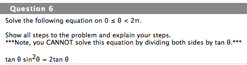 Solved Solve the following equation on 0 lessthanorequalto | Chegg.com