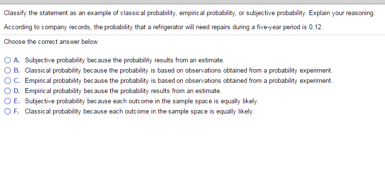 Solved Classify the statement as an example of classical | Chegg.com