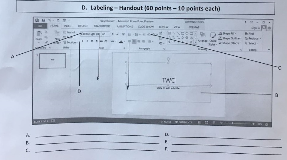 Solved D. Labeling Handout (60 points 10 points each) | Chegg.com
