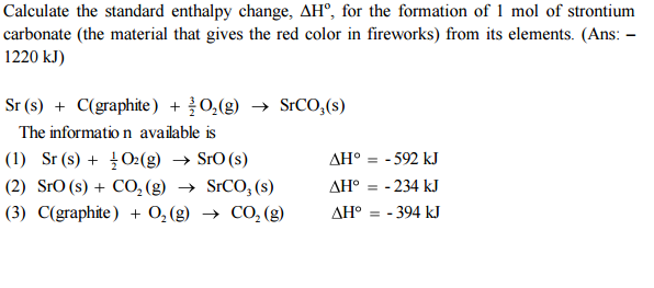 Solved Calculate the standard enthalpy change, delta H | Chegg.com