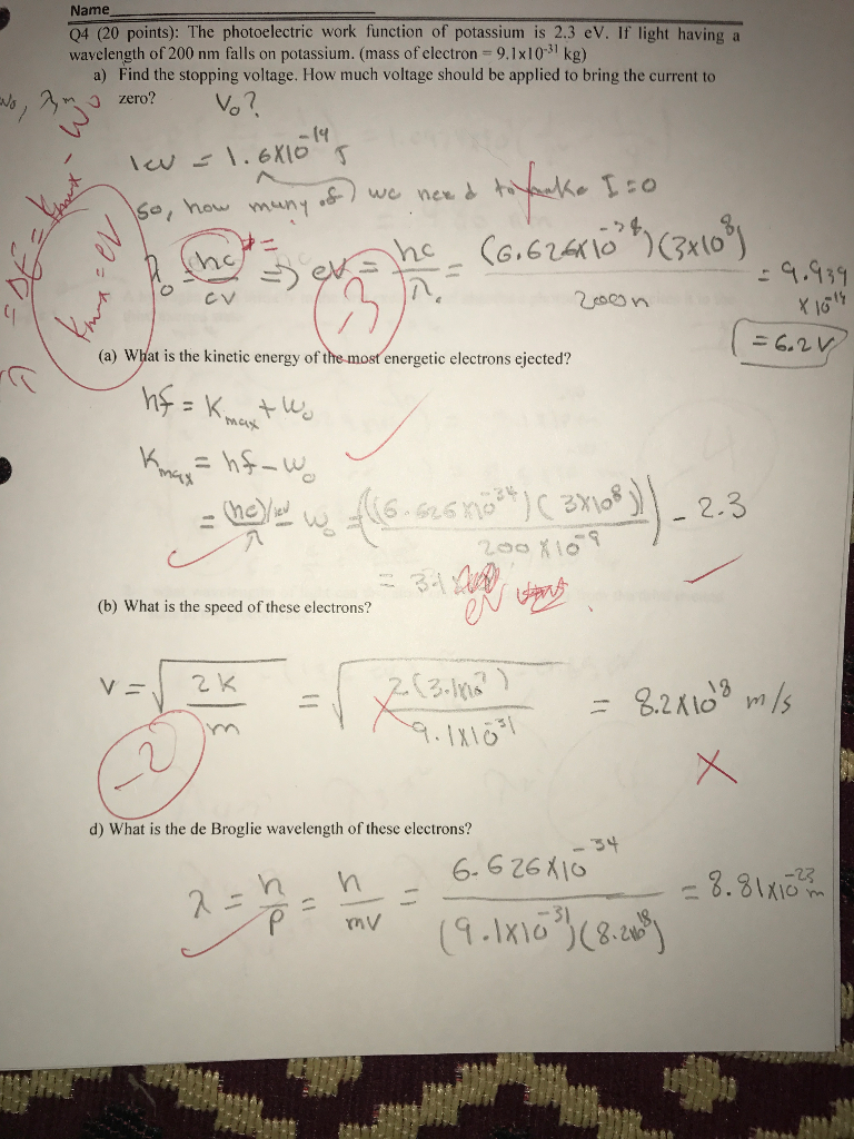Solved The photoelectric work function of potassium is 2.3 | Chegg.com