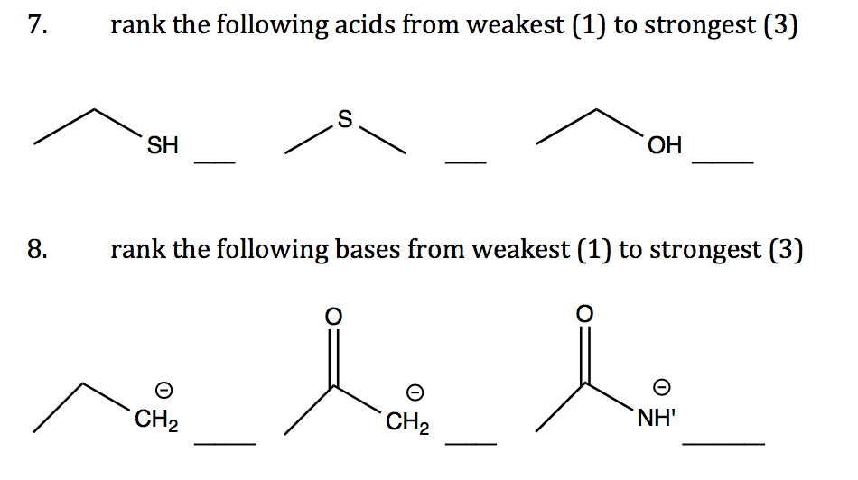 Solved Rank the following acids from weakest (1) to | Chegg.com