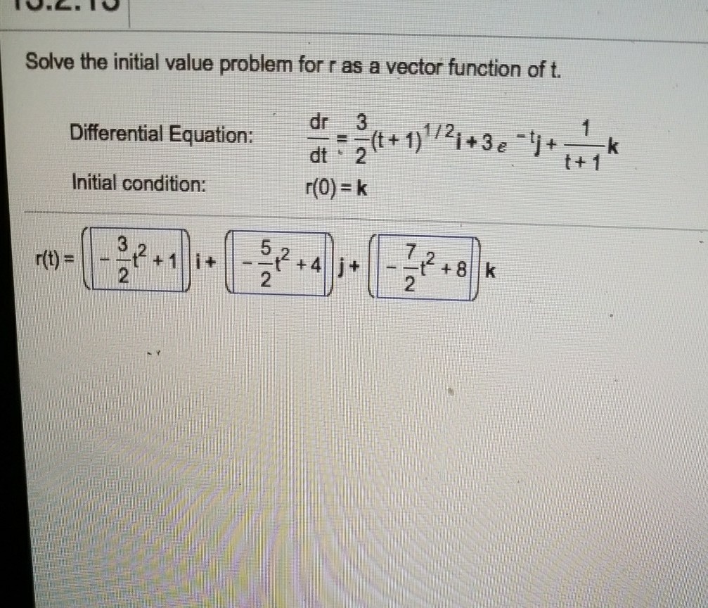 Solved Solve the initial value problem for r as a vector | Chegg.com