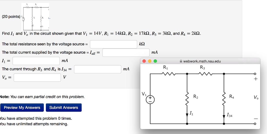 Solved ww . (20 points) Find I, and V, in the circuit shown | Chegg.com