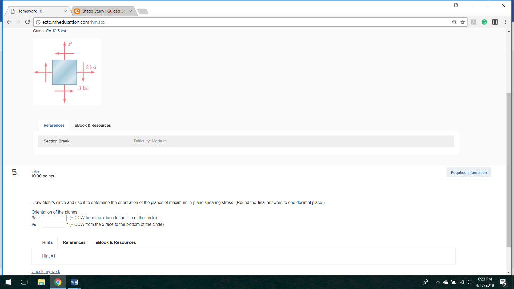 Solved Homework 10 tpx Given P-10.5 ks 2 ksi 3 ksi | Chegg.com