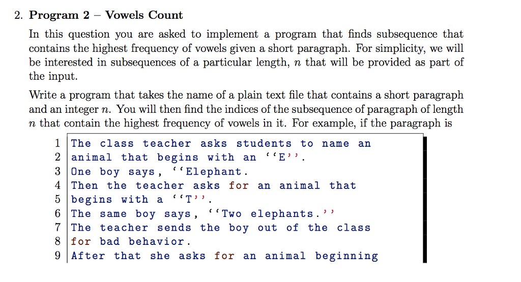 Solved 2. Program 2 - Vowels Count In this question you are | Chegg.com