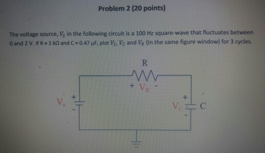 Solved Problem 2 (20 points) The voltage source,V, in the | Chegg.com