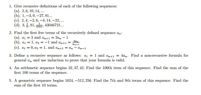 Solved 1. Give recursive definitions of each of the | Chegg.com