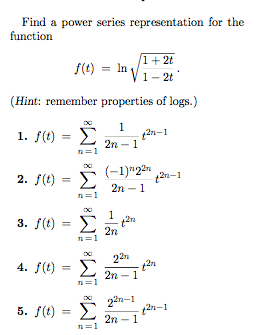Solved Find a power series representation for the function | Chegg.com