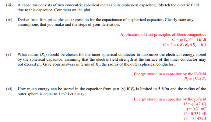 Solved (iii) A capacitor consists of two concentric | Chegg.com