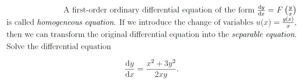 Solved A first-order ordinary differential equation of the | Chegg.com