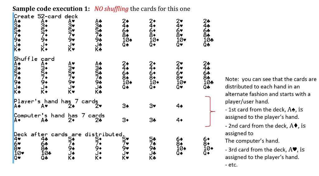 Solved Write a C program to 1) Create a full deck of 52 | Chegg.com