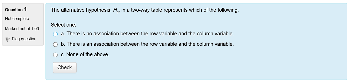 Solved The alternative hypothesis, H_a, in a two-way table | Chegg.com
