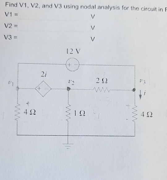 Solved Find V1 V2 And V3 Using Nodal Analysis For The Chegg