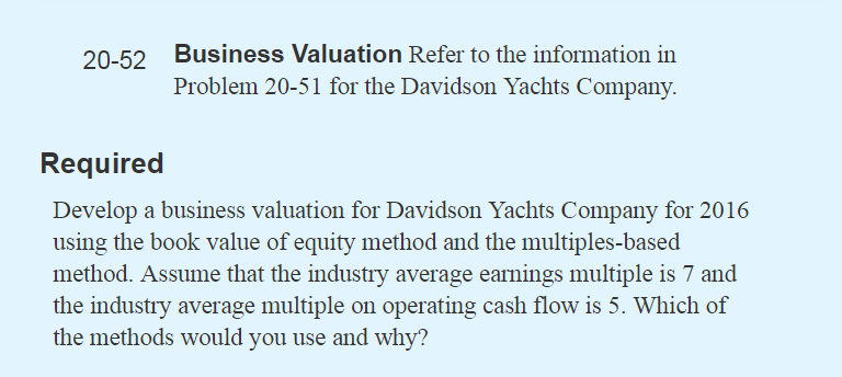 Solved Business Valuation Refer to the information in | Chegg.com
