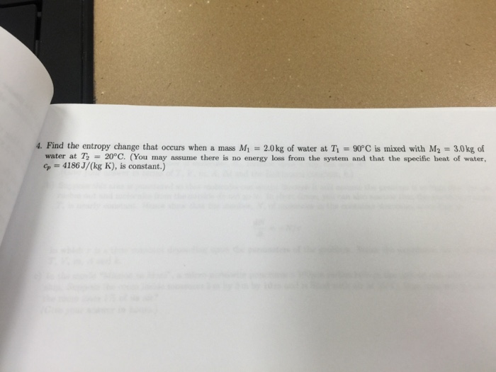Solved Find the entropy change that occurs when a mass M_I = | Chegg.com