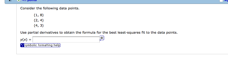 Solved Consider the following data points. (1, 8) (2, 4) | Chegg.com