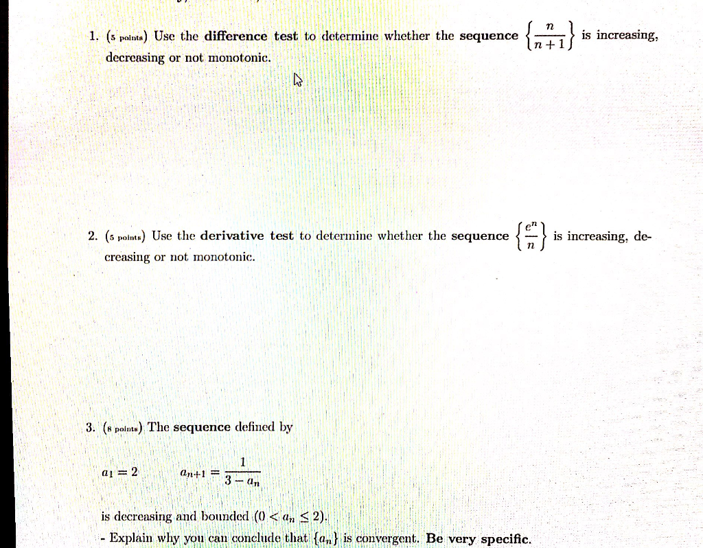 Solved 1. (5 points) Use the difference test to determine | Chegg.com