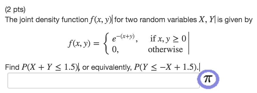 Solved The joint density function f(x, y)| for two random | Chegg.com