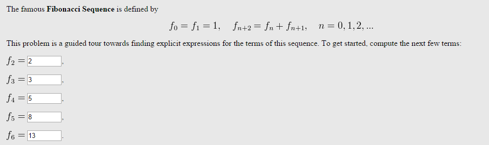 Solved The famous Fibonacci Sequence is defined by fo = fl = | Chegg.com