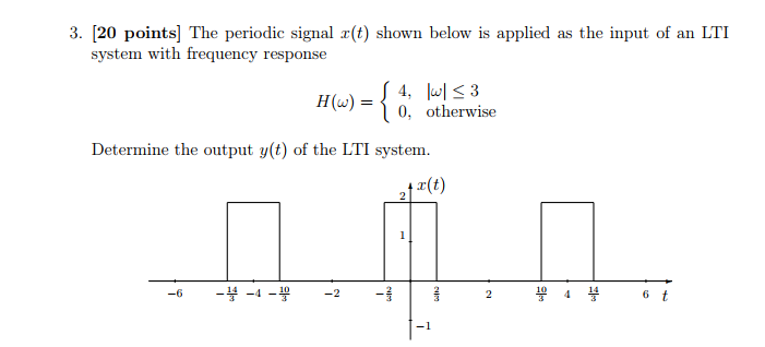 Solved 3. [20 points] The periodic signal r(t) shown below | Chegg.com