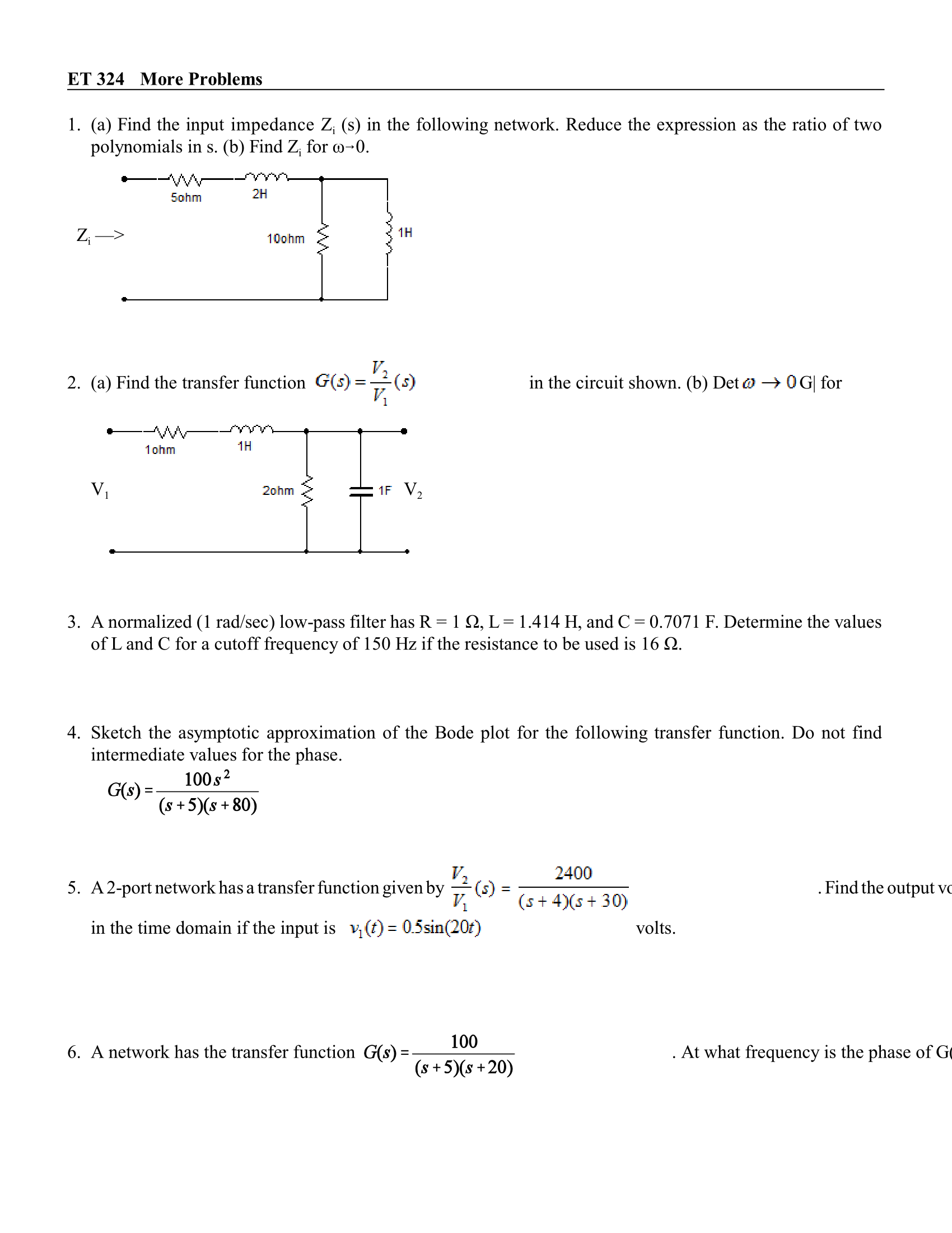 Solved Find the input impedance Zi (s) in the following | Chegg.com