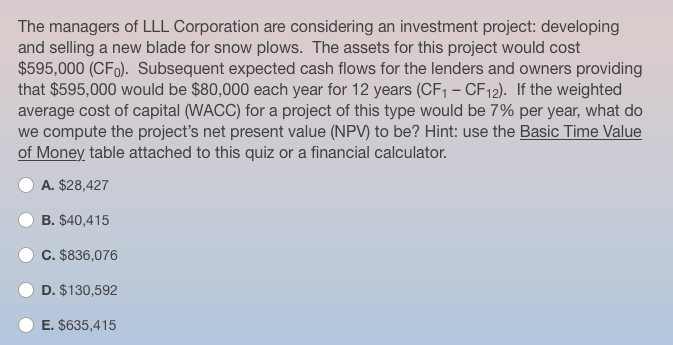 Solved The managers of LLL Corporation are considering an | Chegg.com