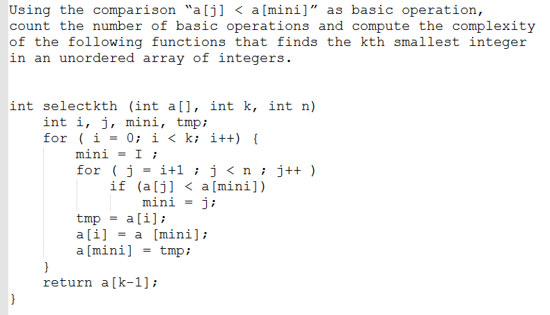 Solved Using the comparison “a[j]
